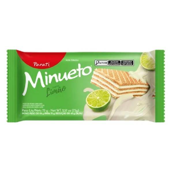 BISCOITO WAFER MINUETO LIMAO 73G | Megga Distribuidora
